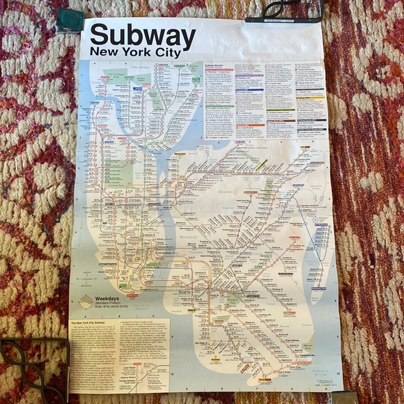 Vintage | Art | Huge Vintage Circa 99s New York City Subway Map Poster ...